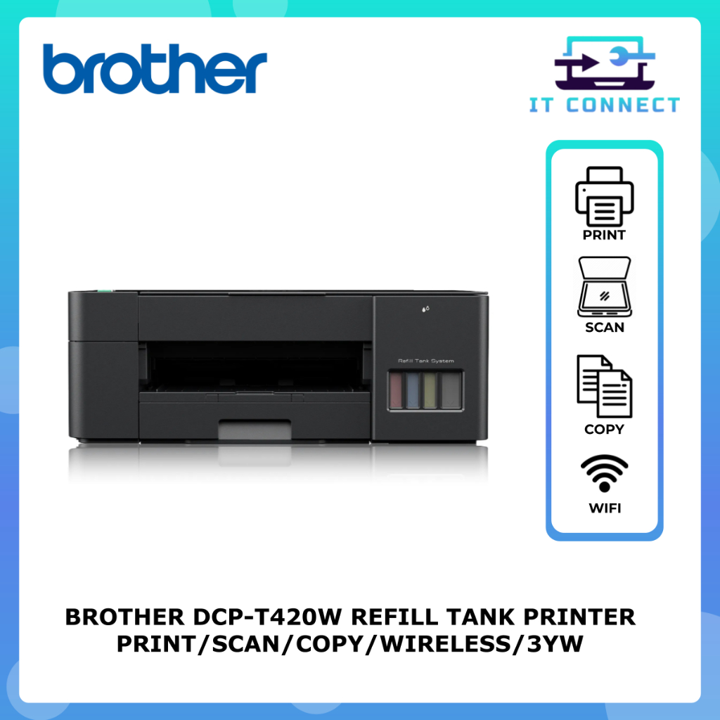 BROTHER DCP-T420W REFILL TANK PRINTER PRINT/SCAN/COPY/WIRELESS/3YW ...