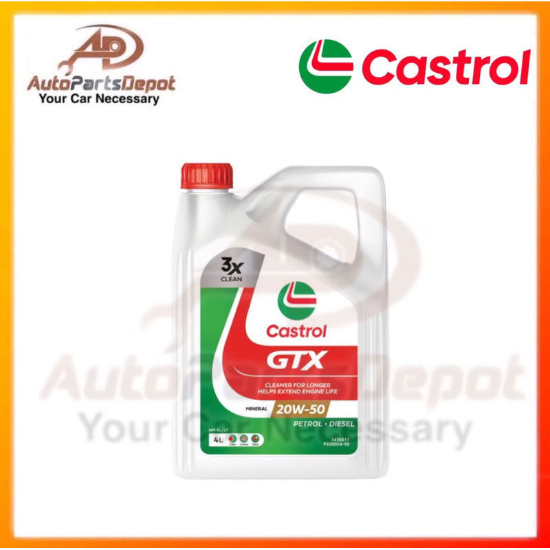 APD *Latest* Castrol GTX 20W-50 (4L) Mineral Engine Oil API SN/SN Plus ...