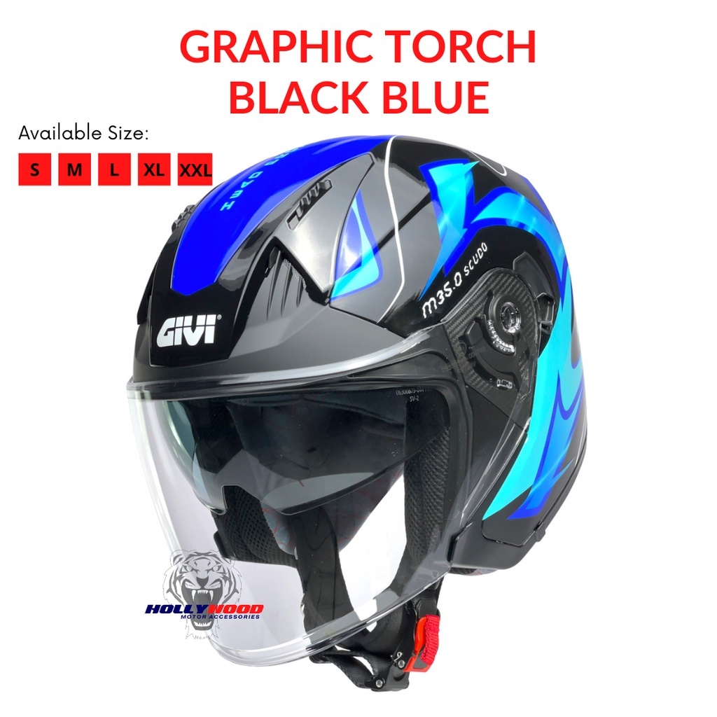 HELMET GIVI SCUDO M35.0 OPEN FACE HELMET SOLID WHITE SOLID GREY GRAPHIC DESIGN READY STOCK ...
