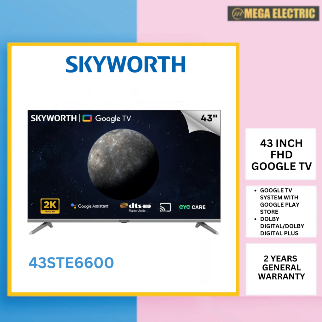 SKYWORTH 43" 2K Full HD Google TV | 43STE6600 | Shopee Malaysia