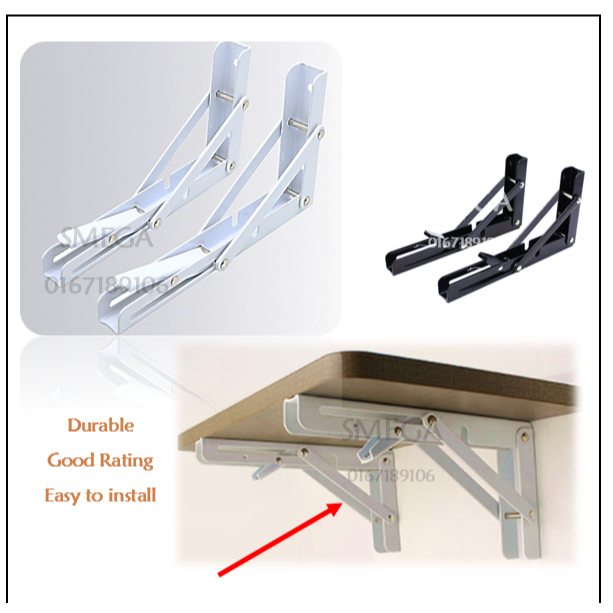 SMEGA 1 Pair Foldable L Bracket with Spring [Black/White][1set - 2pcs ...