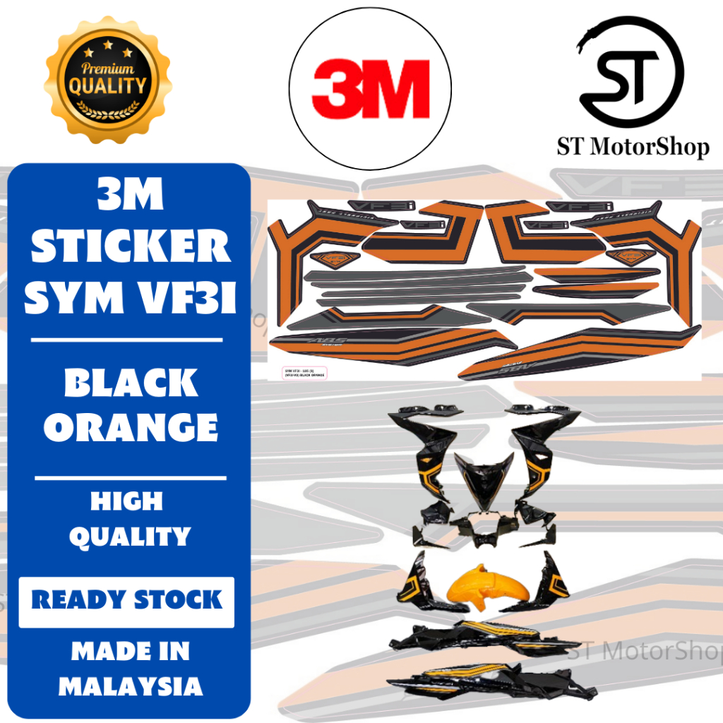 Sticker Cover Set SYM Vf3i Coverset Stripe Vf3i-185 Body Cover Stiker ...