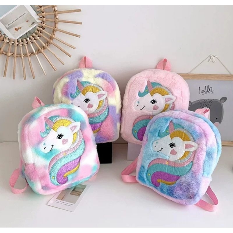 [Medium Size] Plush School mini bag Girl Plush Backpack Cartoons cute ...