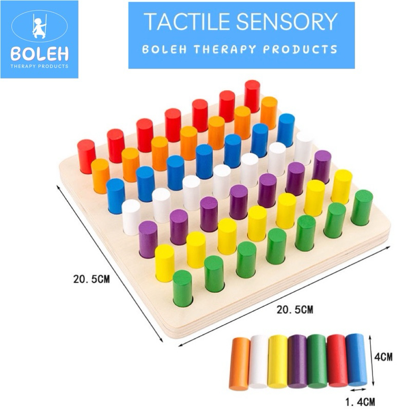 BOLEH Wooden Peg Board For Beginner, Sensory Training and Colour ...