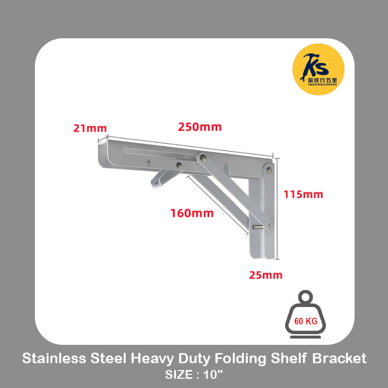 2-pieces Stainless Steel Heavy Duty Folding Bracket Support Shelf ...