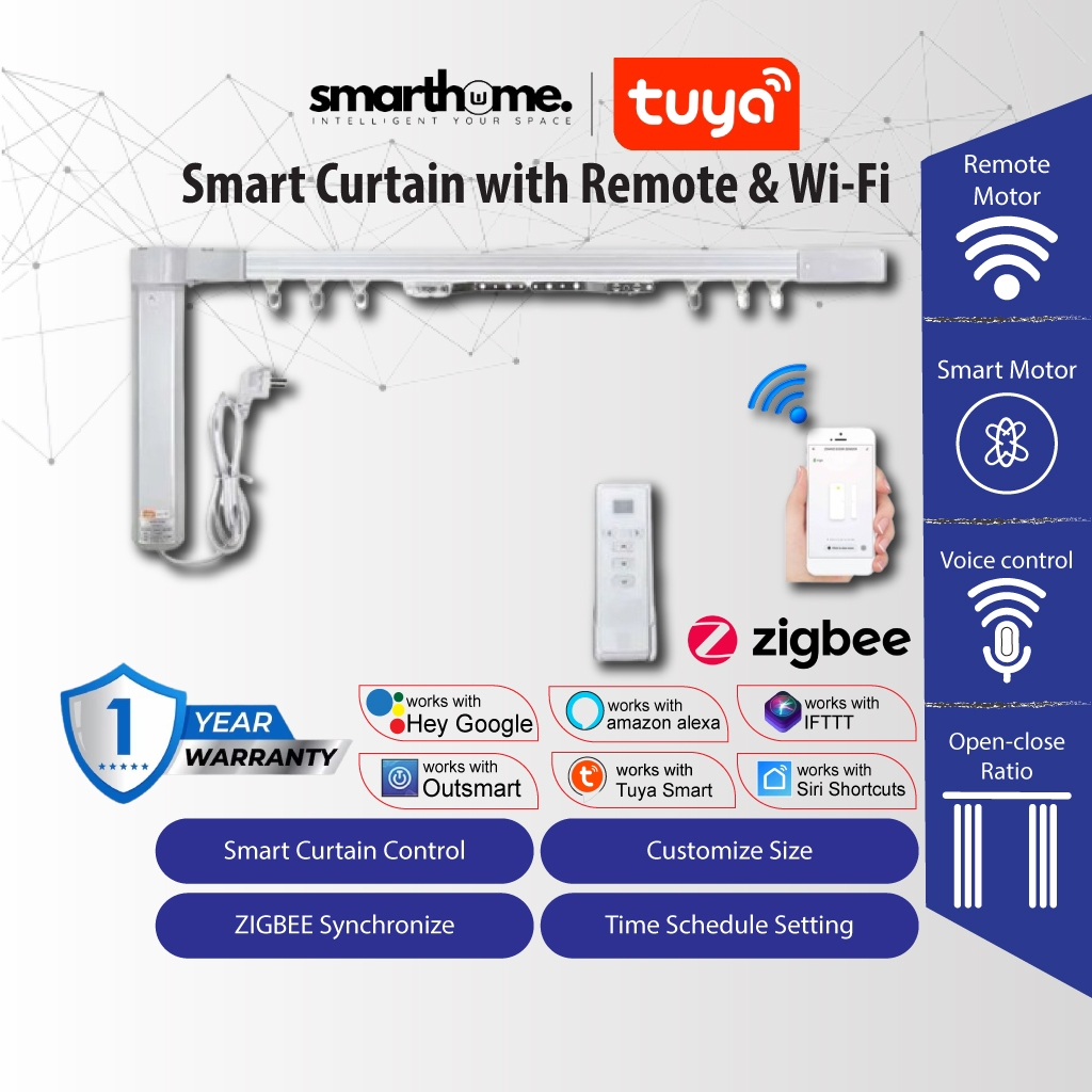Tuya Zigbee Smart Curtain Remote Control Motor Support Custom Tracks ...