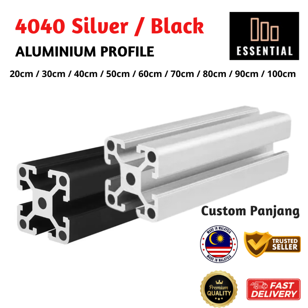 Heavy Duty 4040 Aluminium Profile Black Colour size 40x40 20cm/40cm ...