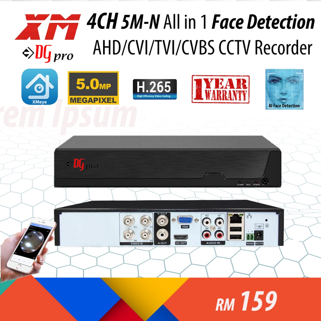 XMeye 4CH 5M-N All in 1 Coaxial AHD/TVI/CVI/CVBS All In One CCTV ...