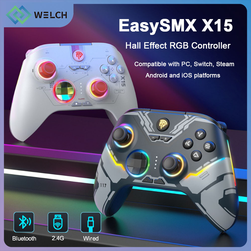 EasySMX X15 Wireless PC Gamepad, Hall Effect Bluetooth Joystick Controller for PC Windows ...