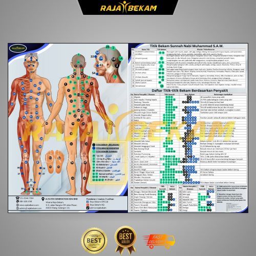 Poster Panduan Bekam / Poster 9in1 / Peta Titik Bekam A3 by Raja Bekam ...
