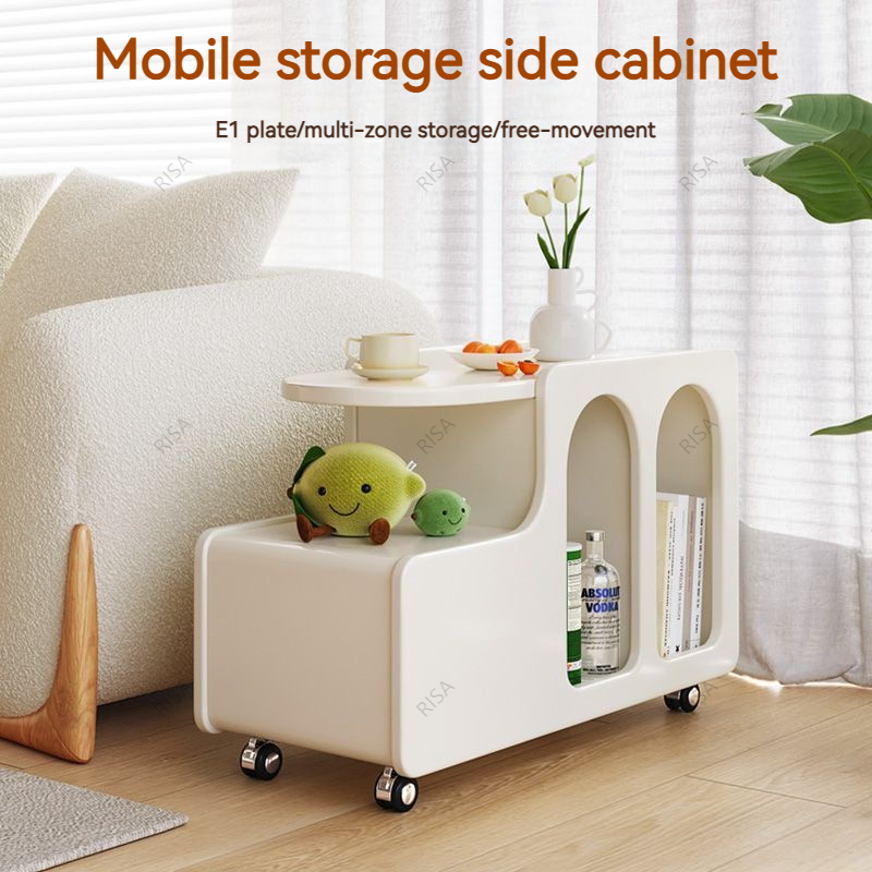 Sofa Side Cabinet Bedside Table With Wheels Movable Side Table Pulley Living Room Side Cabinet ...