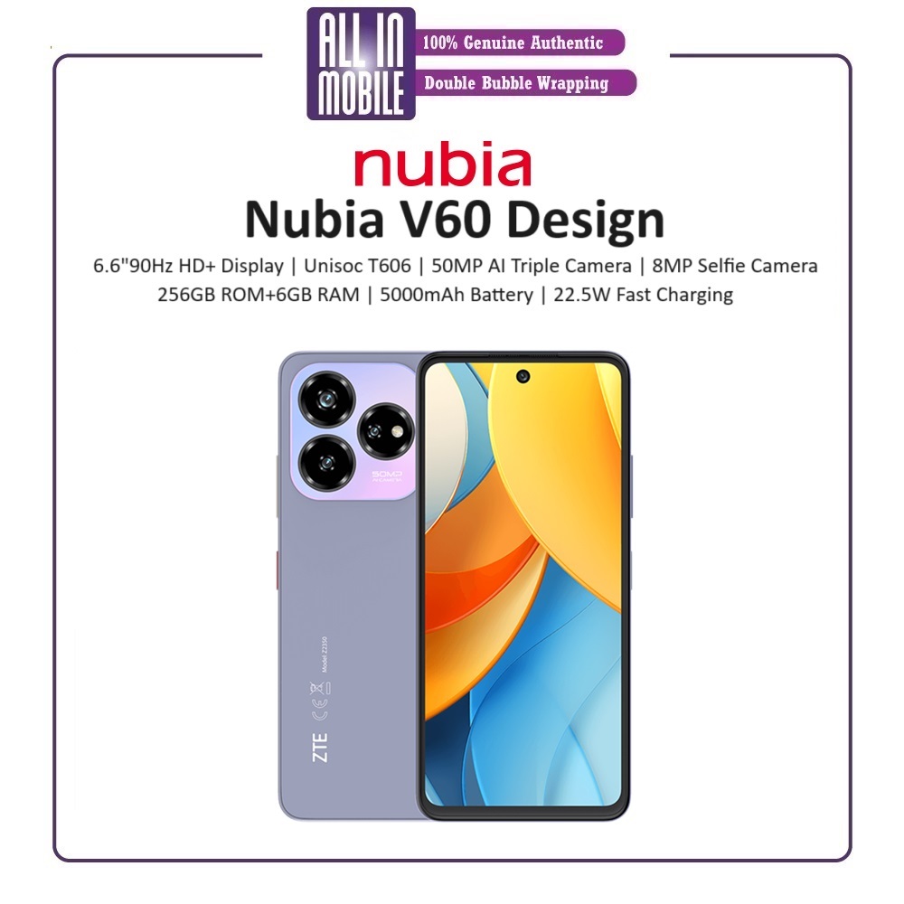[Malaysia Set] Nubia V60 Design (256GB ROM | 6GB+10GB RAM) Official Warranty By Nubia Malaysia ...
