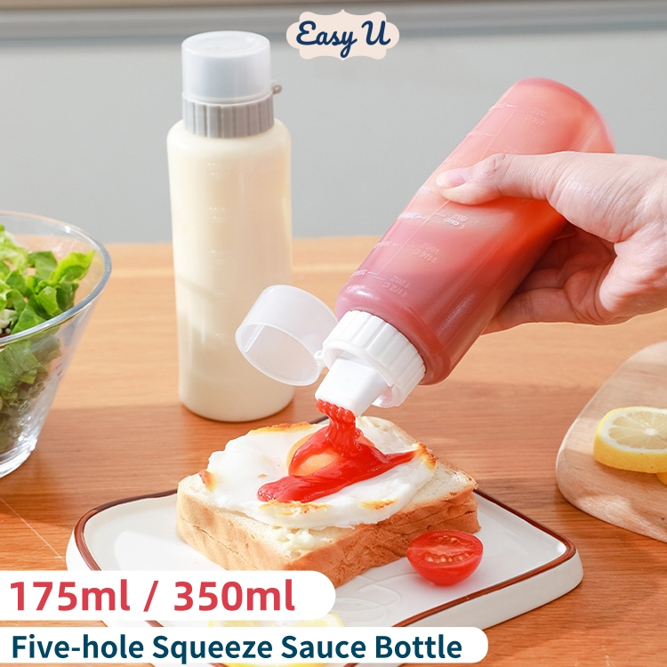 (175ML/350ML) PP Five Holes Sauce Squeeze Bottle | Chili Ketchup Salad ...