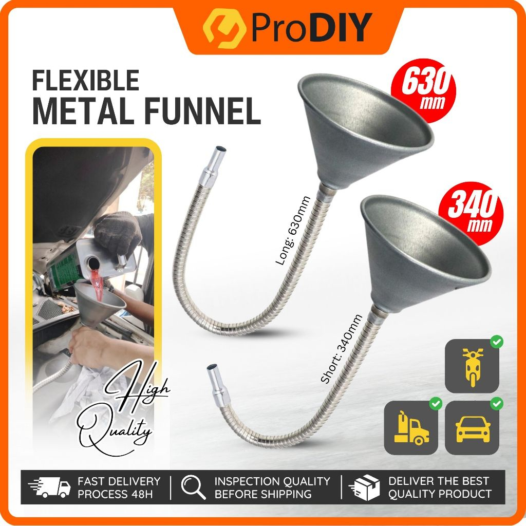 630MM 340MM Flexible Metal Funnel Motorcycle car Lorry Petrol Filling ...