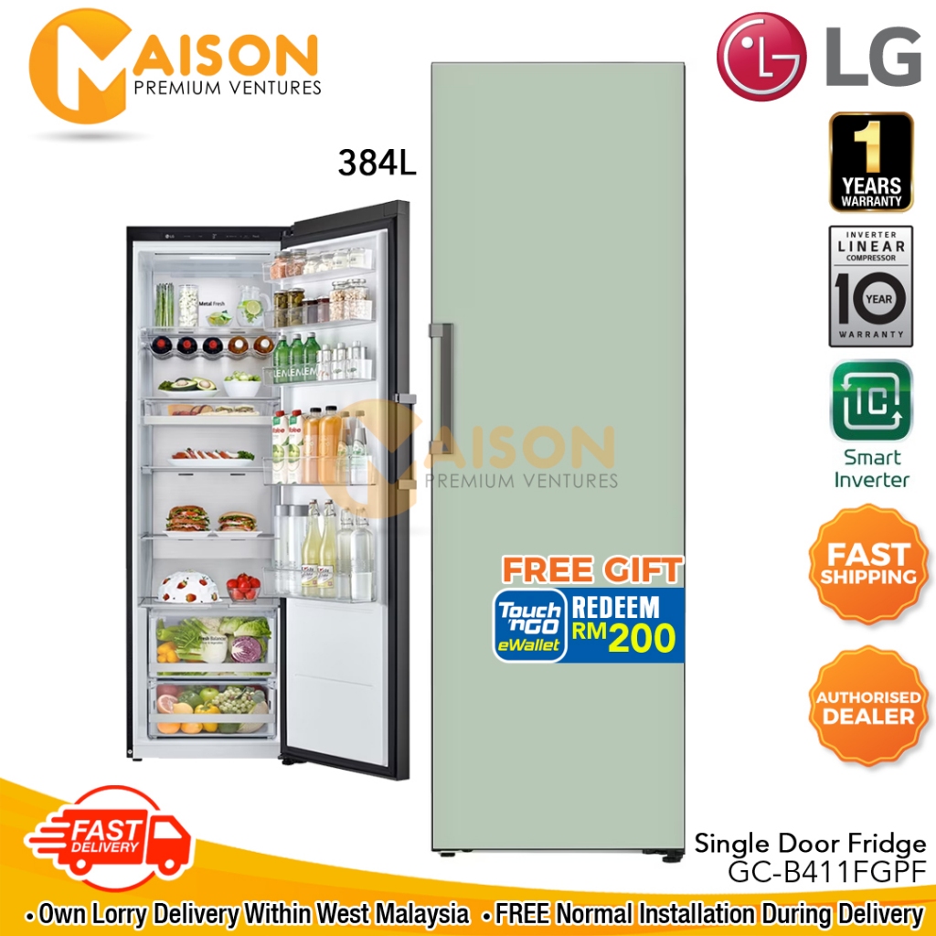 LG Upright 384L Single Door Fridge in Mint Finish GC-B411FGPF | Shopee Malaysia
