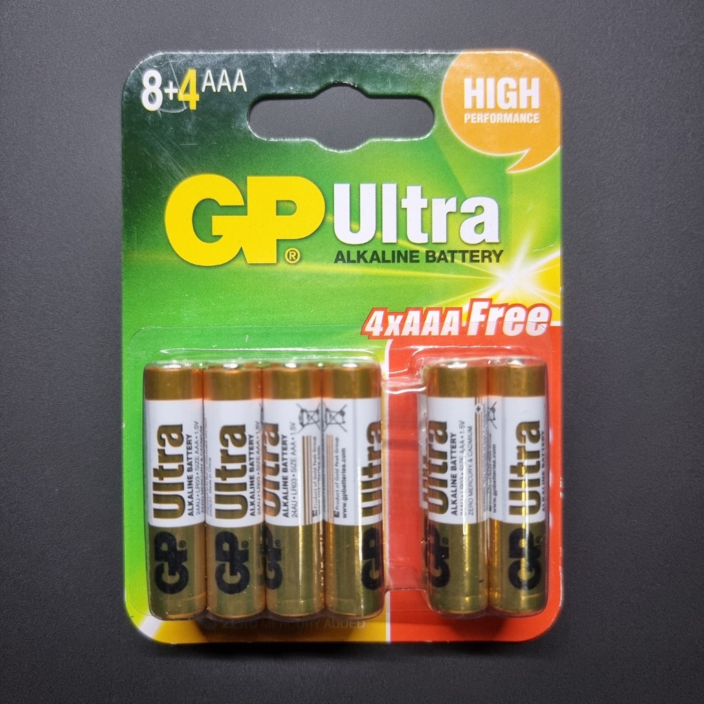 **Original**GP Ultra Alkaline Battery AAA 8+4 (12pcs) | Shopee Malaysia