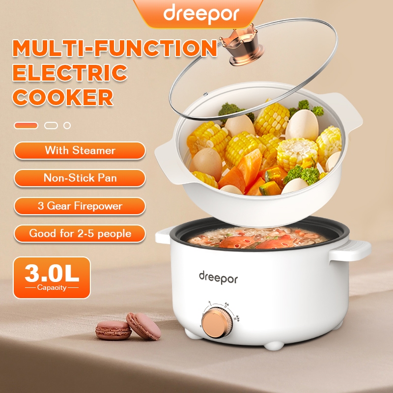 Dreepor Multifunctional Electric Cooker Free Steamer Non Stick Pan ...