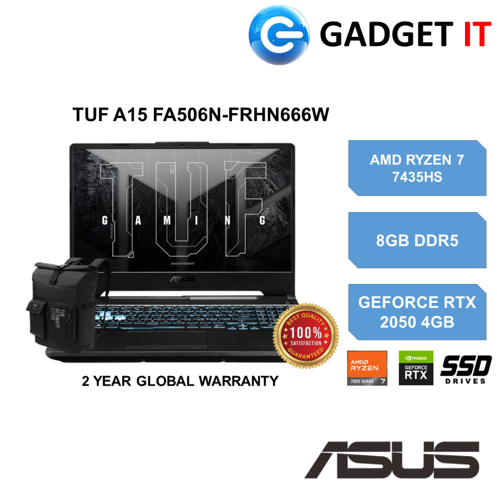 ASUS TUF A15 FA506N-FRHN666W GAMING LAPTOP (RYZEN 7 7435HS,8GB,512GB ...