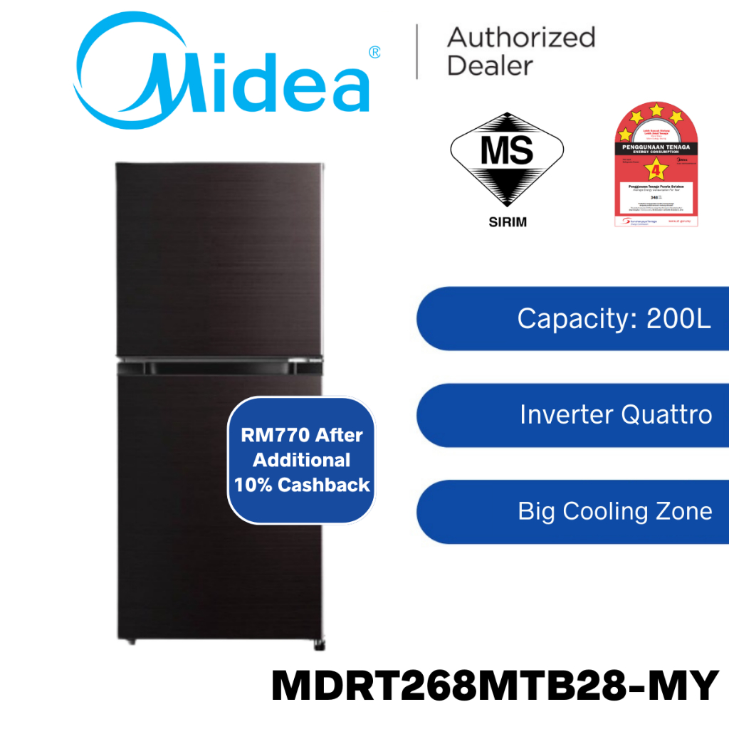 Midea 200L/240L/280L/400L 2 Door Inverter Refrigerator MDRT268MTB28 / MDRT346MTB28 ...