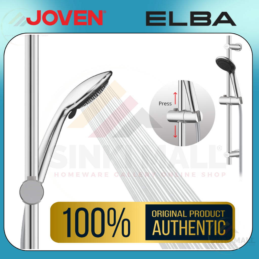 ELBA Black JOVEN White / Silver Chrome Hand Shower with 5 Functions ...