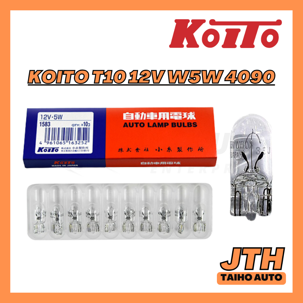 *10 PCS / 1 Box* KOITO T10 Signal / Turning / Reverse Bulb 4090 12V 5W ...