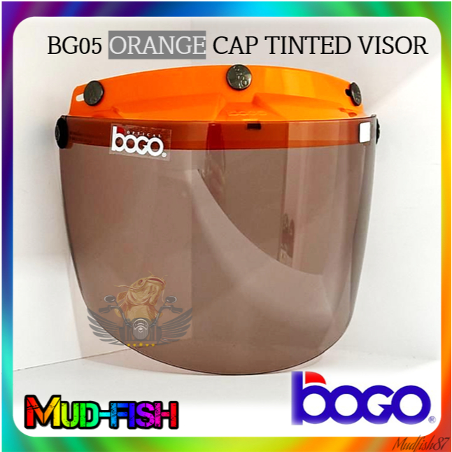 BOGO BG05 BG-05 3 BUTTONS ORANGE COLOUR CAP OREN (TINTED VISOR ...