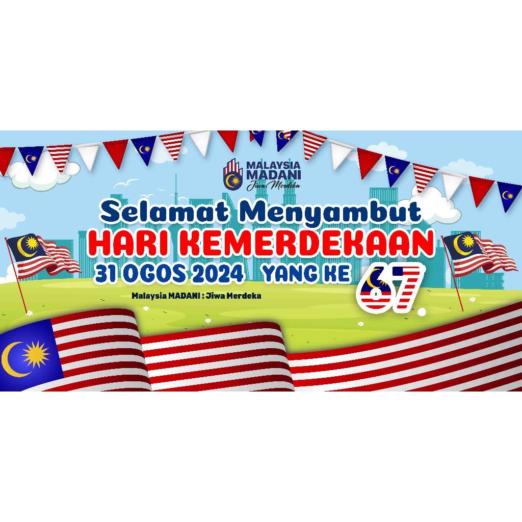 Banner Merdeka / Banner Hari Kebangsaan / Banner Hari Kemerdekaan 2024 ...