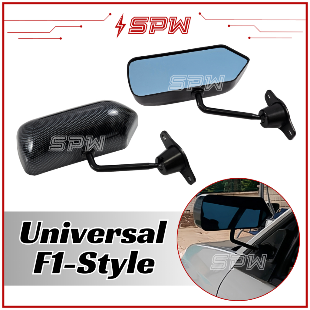 Universal Side Mirror (F1 Style) Car Rearview Blue Mirror Wide Angle ...