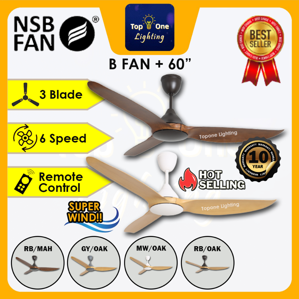NSB B FAN + BFAN Ceiling Fan 60" DC Motor 3 Blade With Remote Modern ...