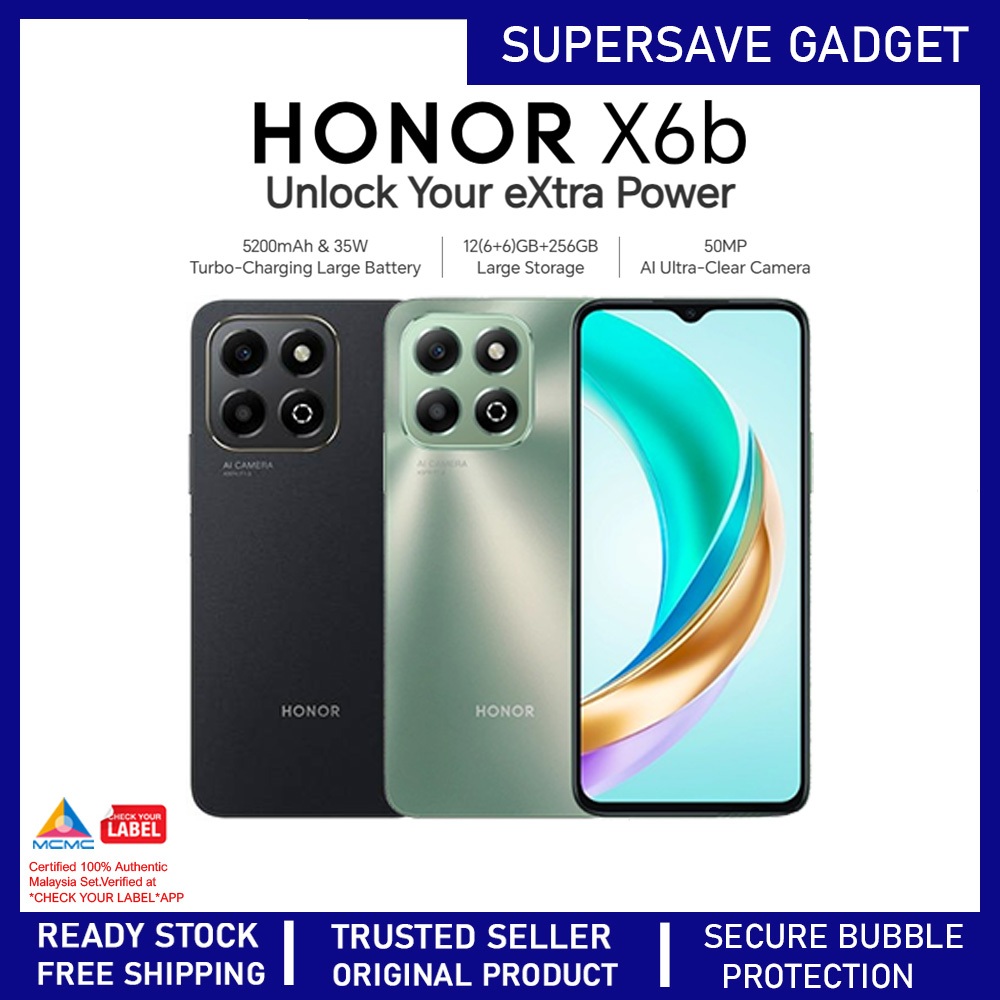 Honor X6b 4G Smartphone | 12GB(6+6) RAM + 256GB ROM | Original Honor Malaysia | Shopee Malaysia