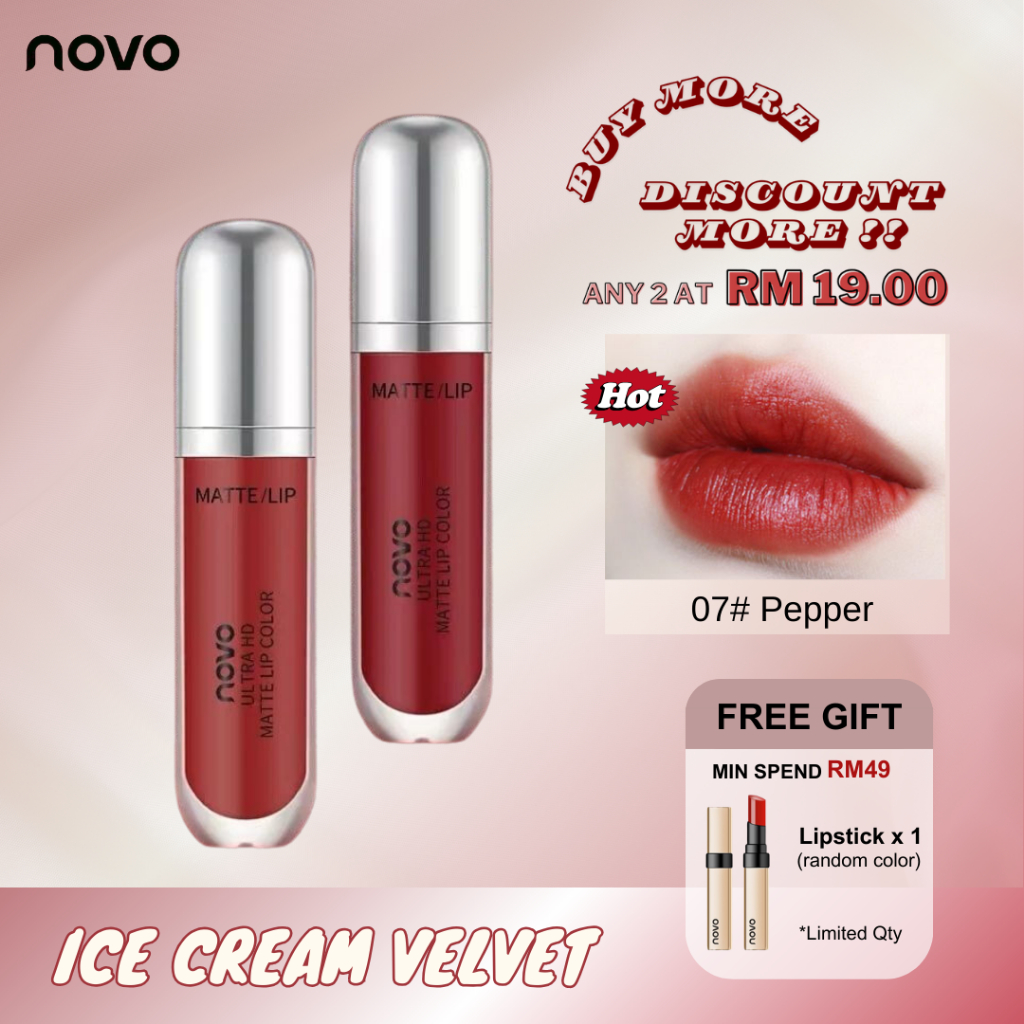 NOVO Creamy Ice Cream Velvet Lip Tint Long-Lasting Lipstick Lip Graze ...