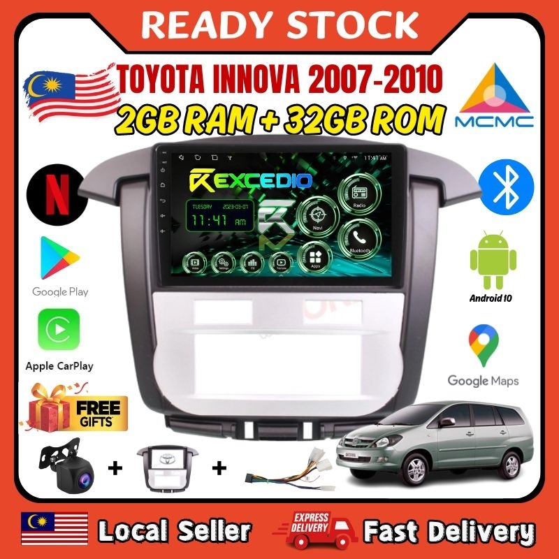 (Free Reverse Camera)1 Set Toyota Innova 2007-2010 Android Player QLED ...