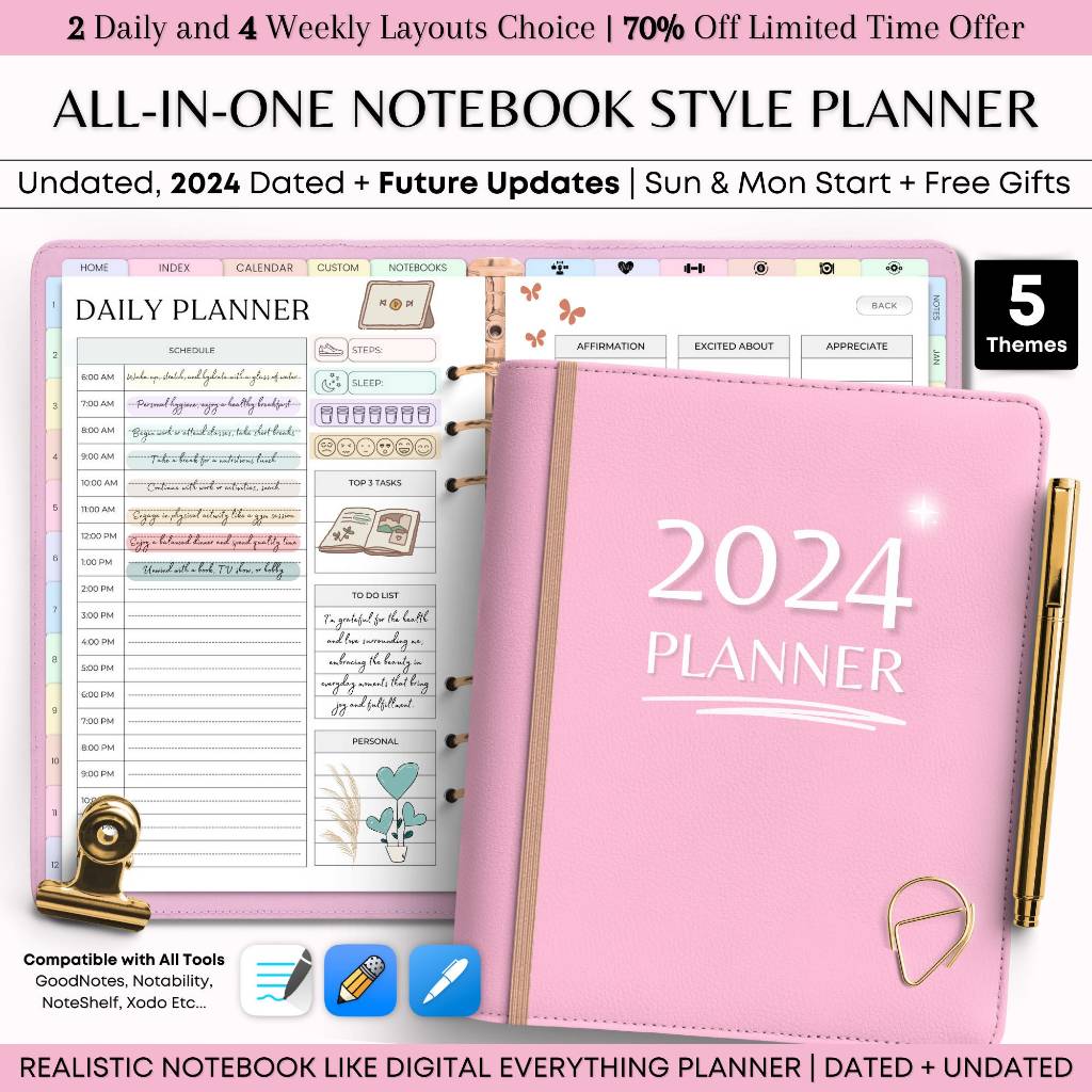 All-in-One Digital Planner 2024-2026 📅 | Undated Journal | Goodnotes ...