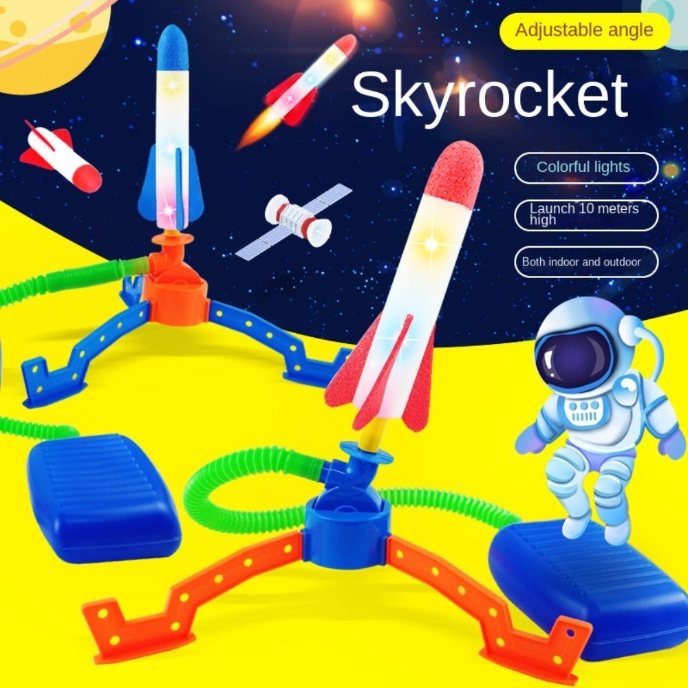 Rocket LED Light Toys Foot Pump Launcher Air Rocket Toys Outdoor Sport ...