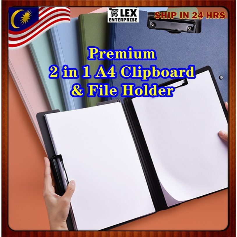 【2 in 1】 Foldable A4 Clipboard File Folder Document Board Writting Pad ...
