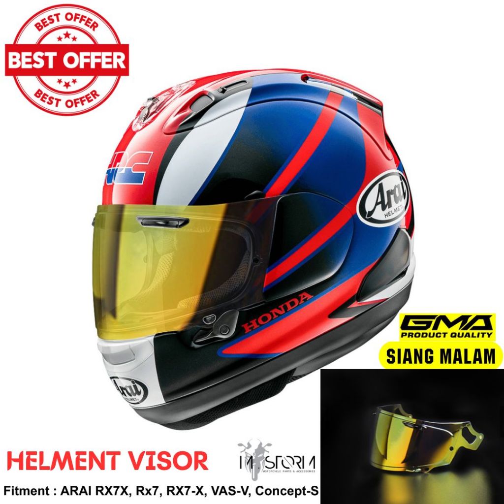 🔥OFFER🔥 RX-7X ARAI Helment Visor Full Face Anti Fog SIANG MALAM ...