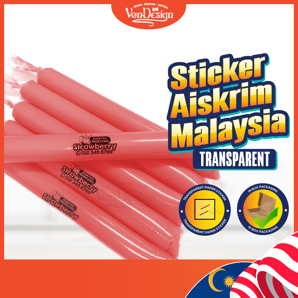 Sticker Aiskrim Malaysia Transparent Waterproof Ice Cream | Shopee Malaysia