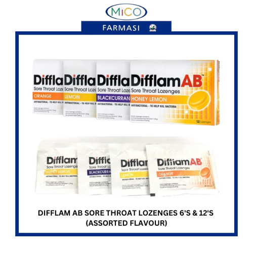 DIFFLAM AB SORE THROAT LOZENGES ASSORTED FLAVOURS 6'S & 12'S | Shopee ...