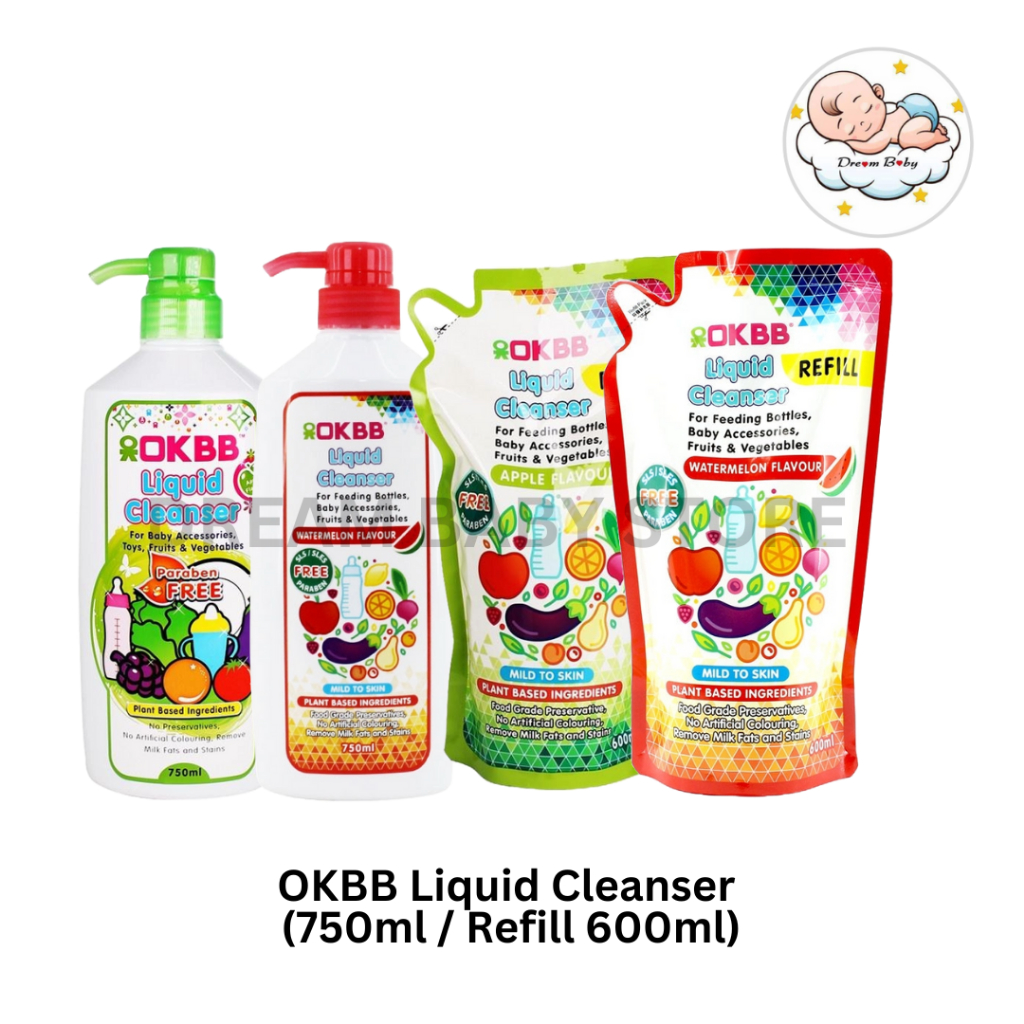 OKBB Liquid Cleanser [Apple Flavour] (Bottle 750ml / Refill 600ml ...