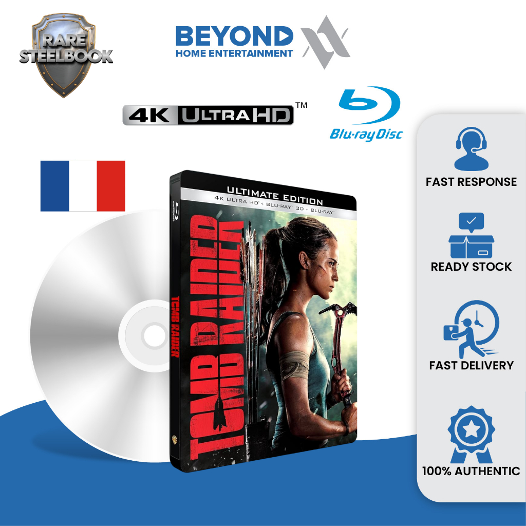 Tomb Raider (2018) Steelbook (FRANCE IMPORT) [4K Ultra HD + Bluray3D + Bluray] | Shopee Malaysia