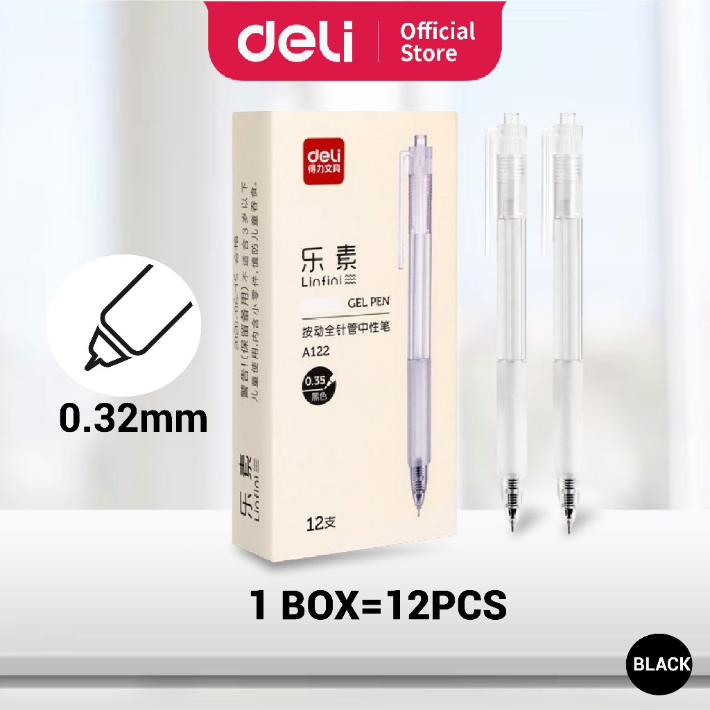 Deli Linfini Gel Pen 0.35mm Comfort Grip Gel Black Ink Pen Smooth ...