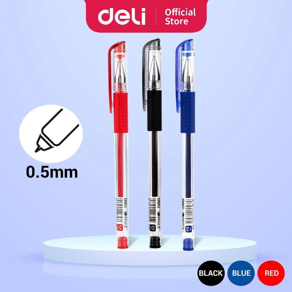Deli DAILY Gel Pen 0.5mm Extra Smooth Writing Comfort Soft Grip Fast ...