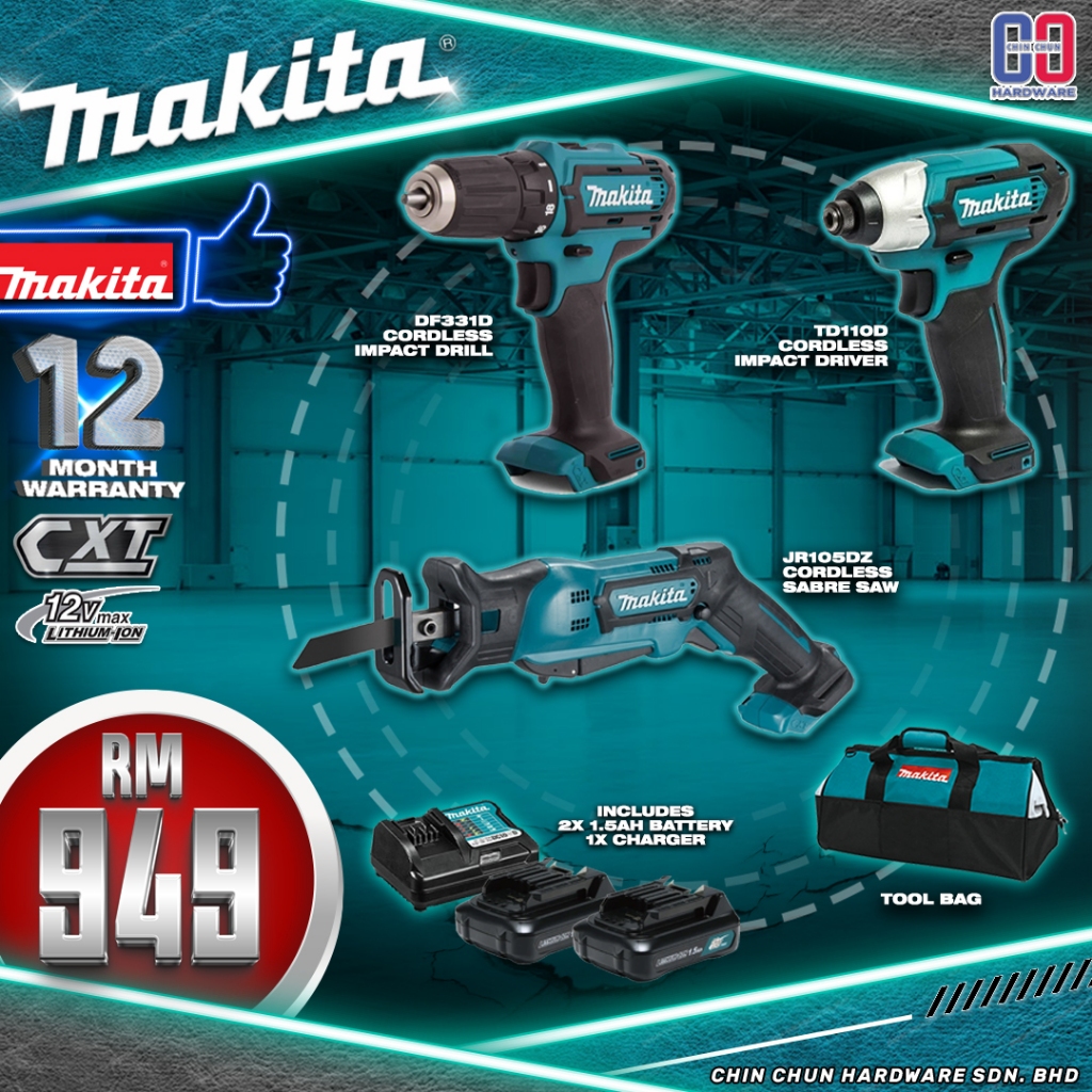 MAKITA COMBO | COMBO JR105DZ RECIPRO SAW + TD110D IMPACT DRIVER ...