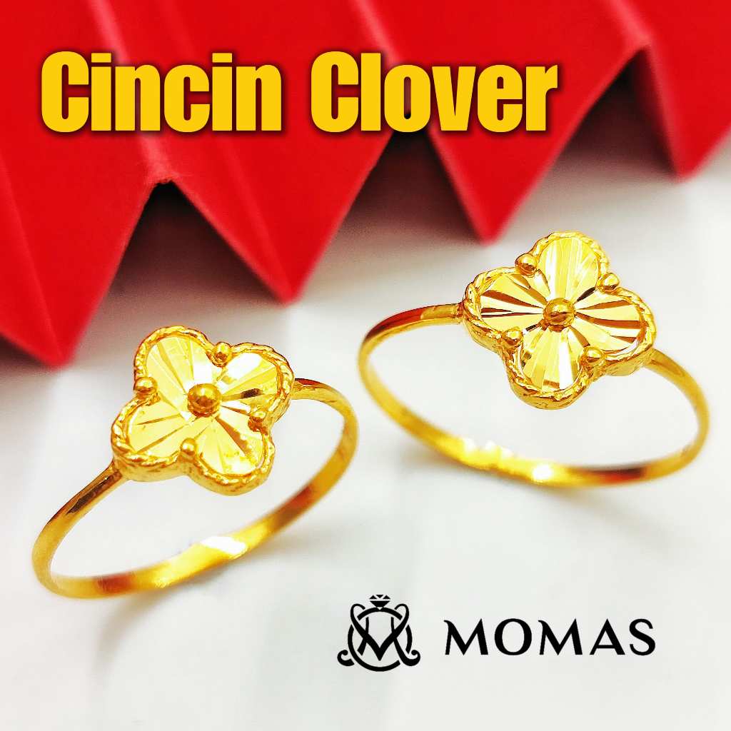 Cincin Clover Emas 916 Tulen Cincin Emas 916 Original Cincin Viral Emas ...