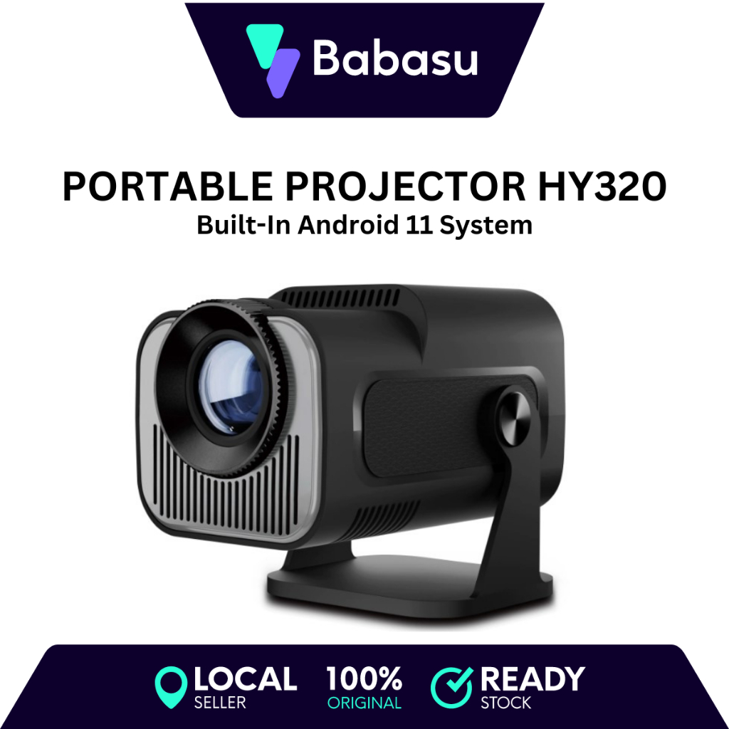 Portable Projector HY320 with Built-in Android 11 System, 1GB Ram & 8GB ROM, 300 Ansi Lumens ...