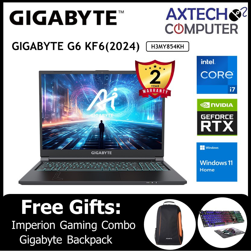 GIGABYTE G6 KF-H3MY854KH 16" 165HZ GAMING LAPTOP (I7-13620H, 16GB, 1TB ...