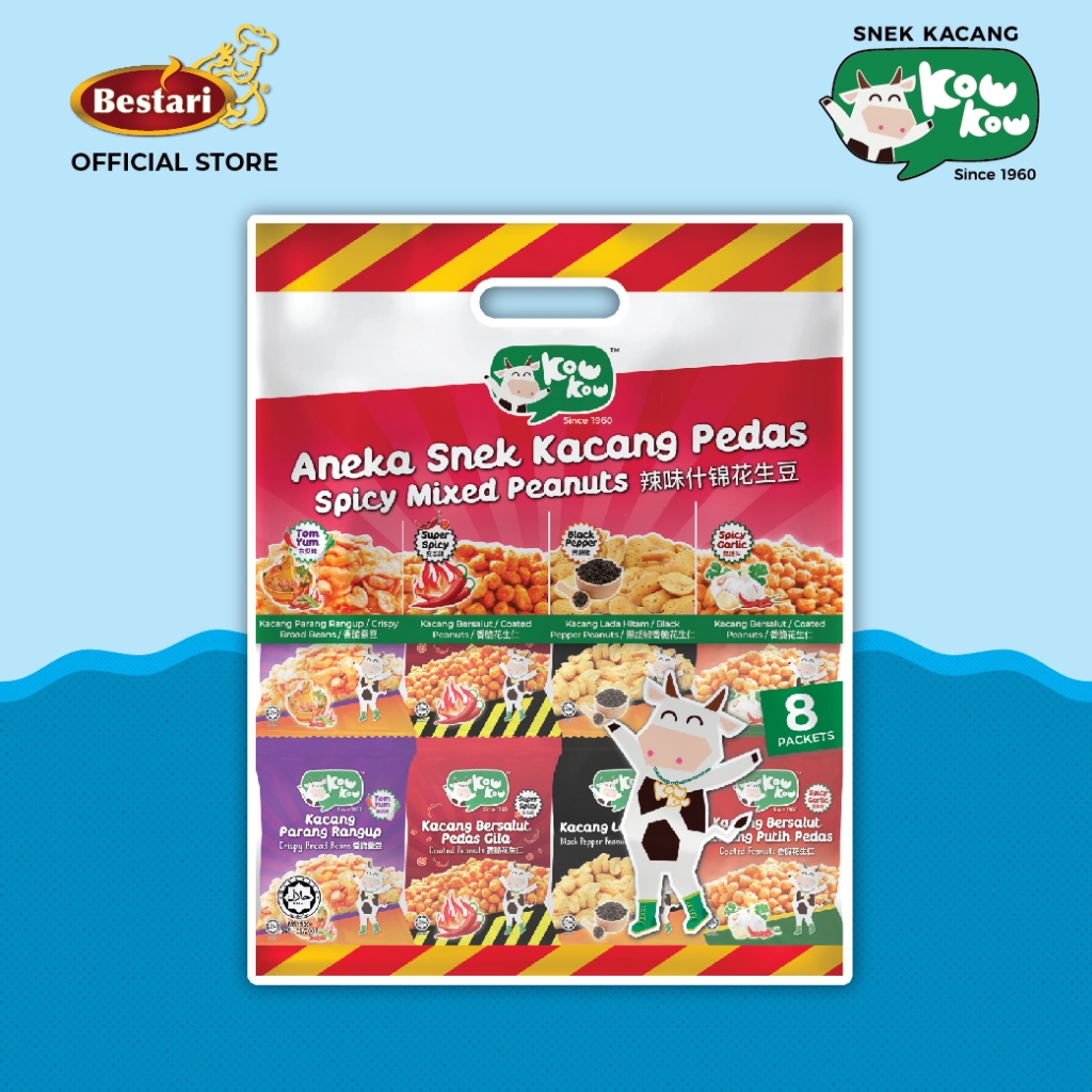 (READY STOCK) KOW KOW Spicy Mixed Peanuts 15gm x 8 packets | Shopee ...