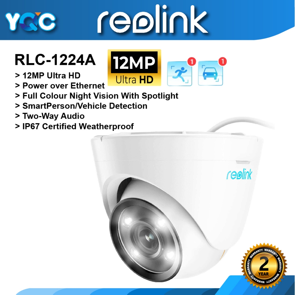 Reolink PoE Camera RLC-1224A 12MP Ultra HD IP Surveillance Human/Car ...