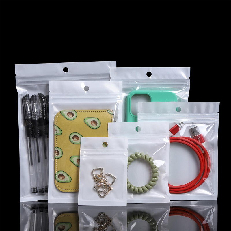 50pcs Clear White Translucent Zipper Bag Self Seal Ziplock Plastic ...