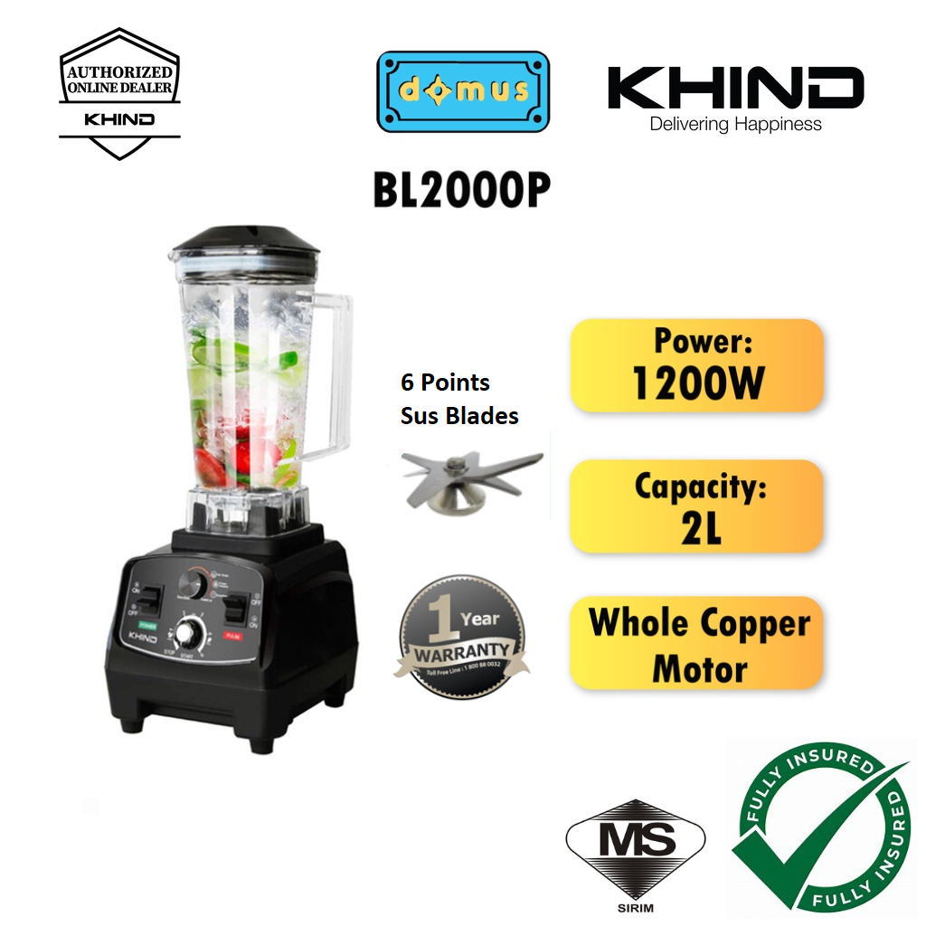 Khind Blender PRO 2L Blender Heavy Duty 1200W Can Crush Ice BL2000P ...
